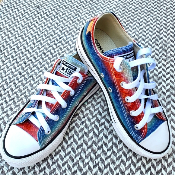 Shoes | Converse Glitter Drip Drossy Logo Sneaker And Red And Blue ...
